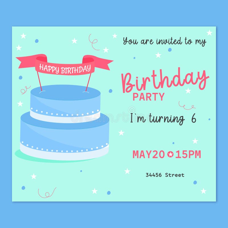 Birthday Invitation with Cake. Vector Illustration Stock Illustration ...