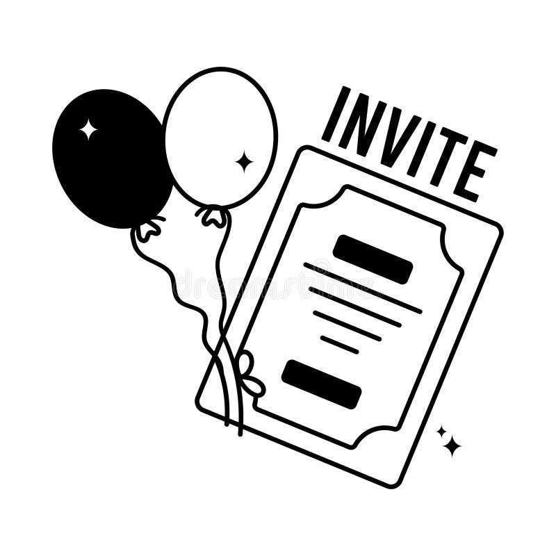 Birthday Invitation Doodle Vector Solid Sticker. EPS 10 File Stock ...