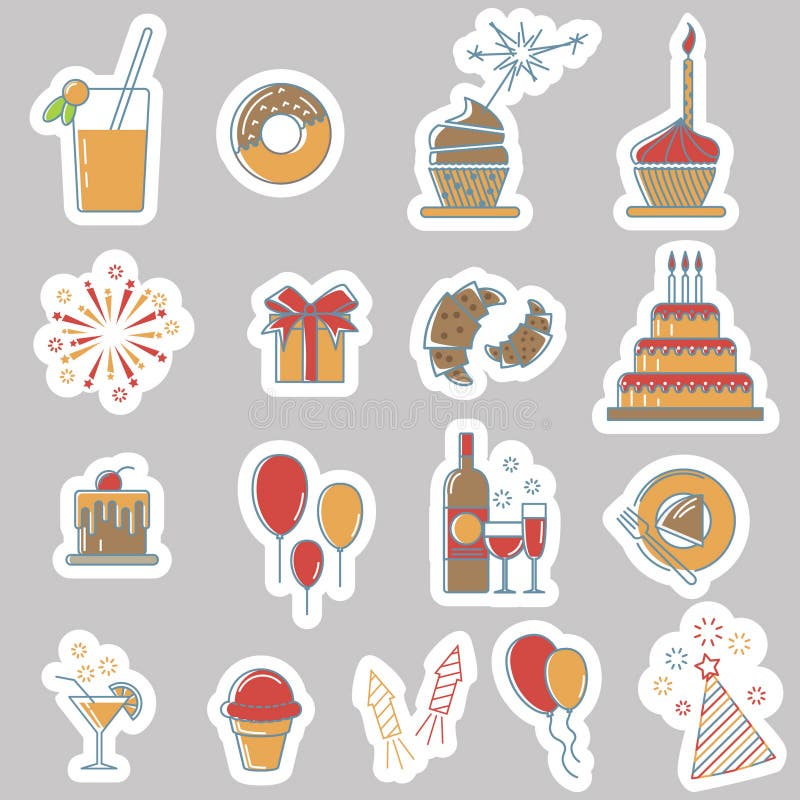 Birthday Line Stickers Stock Illustrations – 880 Birthday Line Stickers ...