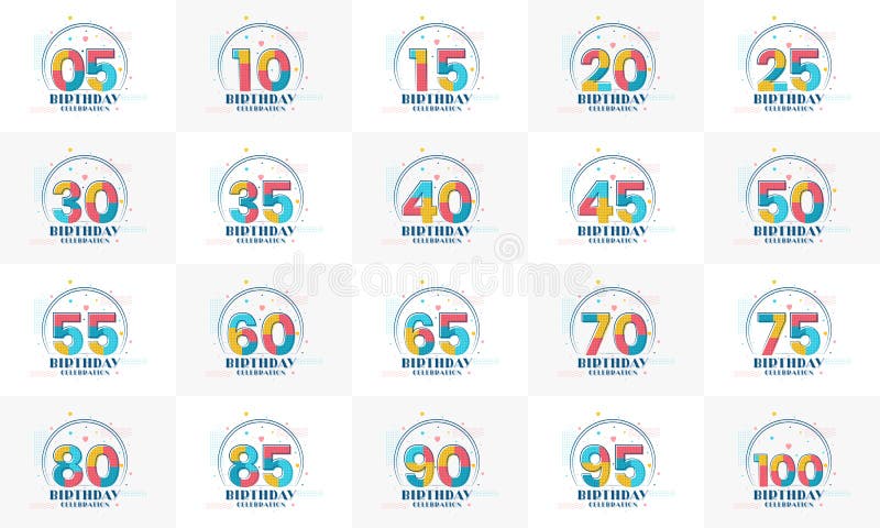 Birthday Logo Bundle. Set of Modern Birthday Celebration Logos. 30th ...