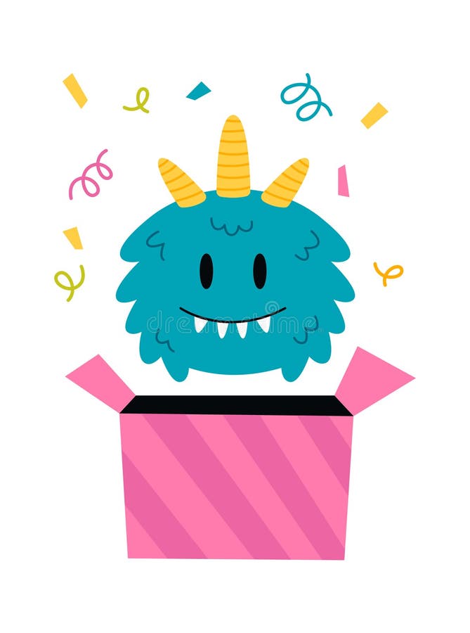 Birthday Monster with Box stock vector. Illustration of party - 283077067