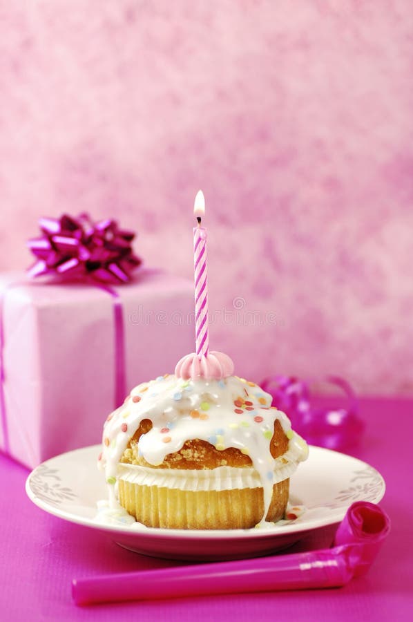 Birthday Muffin stock photo. Image of pink, sweet, cake - 30821882