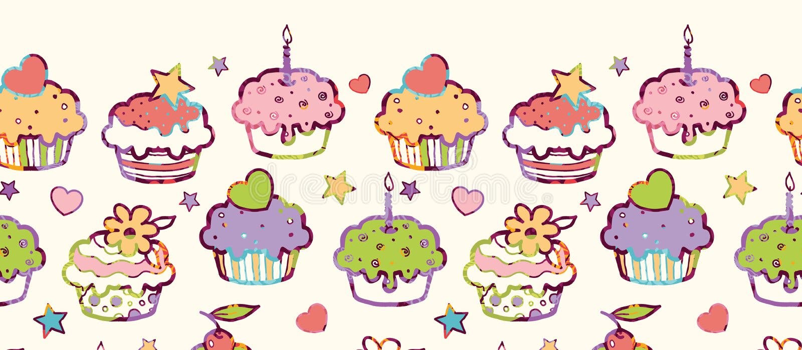 Horizontal Cupcake Border Stock Illustrations – 341 Horizontal Cupcake ...