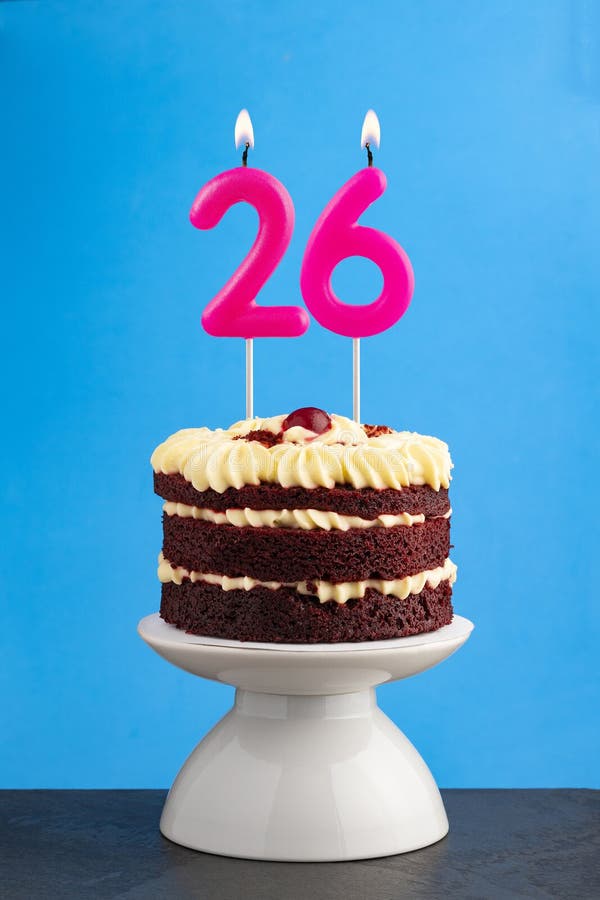 Birthday Number 26 - Candle with Red Velvet Cake Stock Image - Image of ...