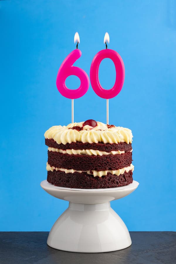 Birthday Number 60 - Candle with Red Velvet Cake Stock Illustration ...