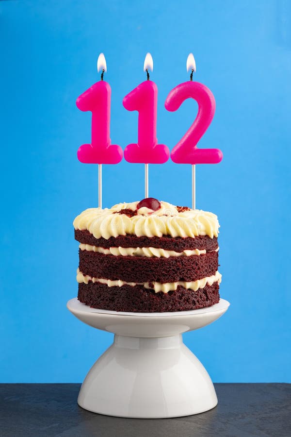 Birthday Number 112 - Candle with Red Velvet Cake Stock Illustration ...