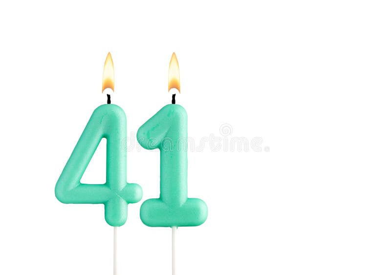 Number 41 Birthday Candle Anniversary Celebration Green Color ...