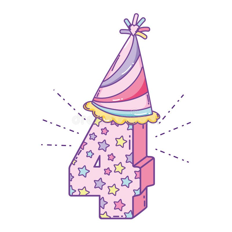 Birthday number with hat stock vector. Illustration of greeting - 130498563