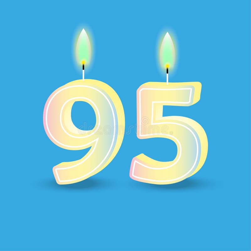 Birthday Number Ninety Five, Candle with Fire. 3D Number 95. Vector Illustration. EPS 10 Stock ...