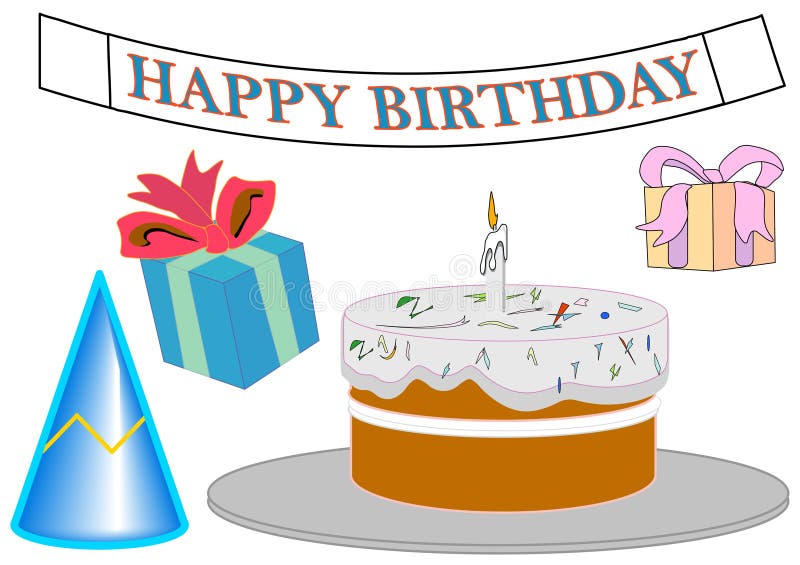 Birthday Objects and Banner Stock Vector - Illustration of design ...