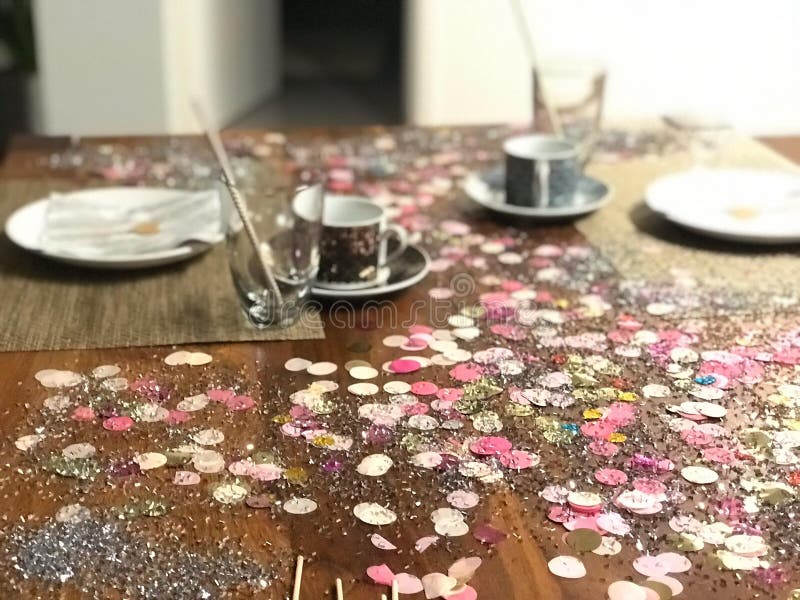 Birthday Party Celebration Glitter Table Stock Image - Image of ...