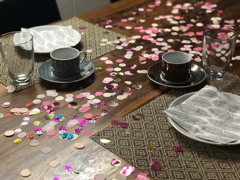 Birthday Party Celebration Glitter Table Stock Image - Image of table ...