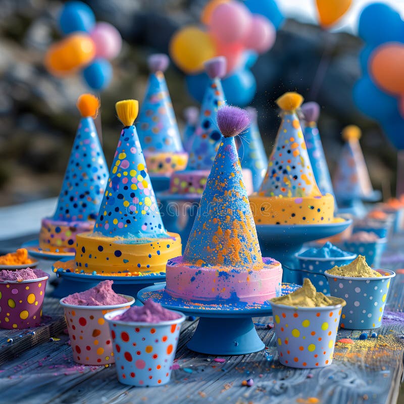 Birthday Party with Colour Powder Presents Birthday Stock Illustration ...