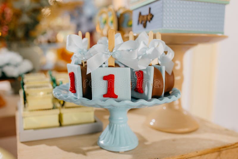 Birthday Party Decorations for a One-year-old. Stock Image - Image of ...