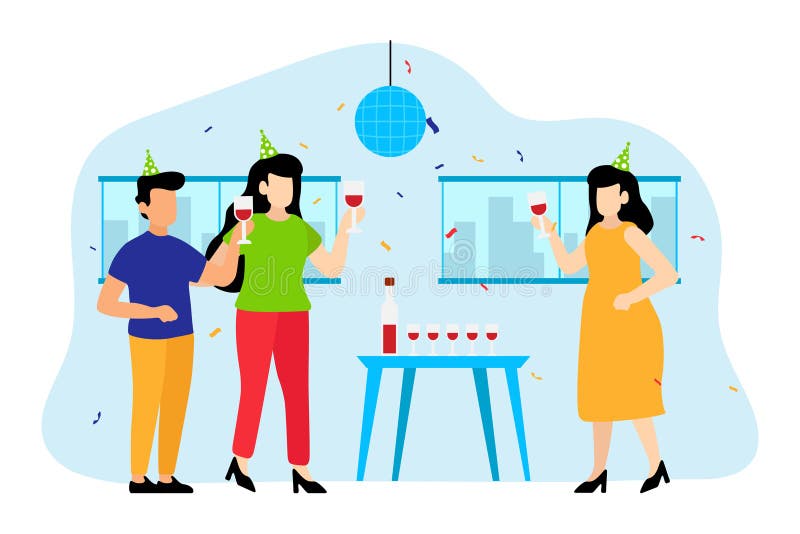 Birthday Party Flat Design Illustration Stock Vector - Illustration of ...