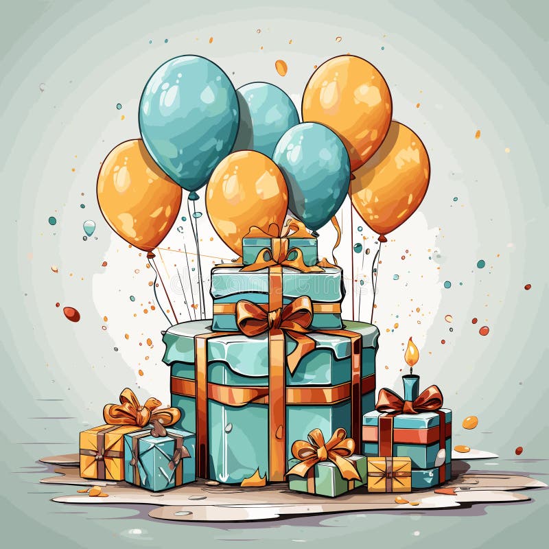 Birthday Party Hand-drawn Comic Illustration. Birthday Party. Vector ...