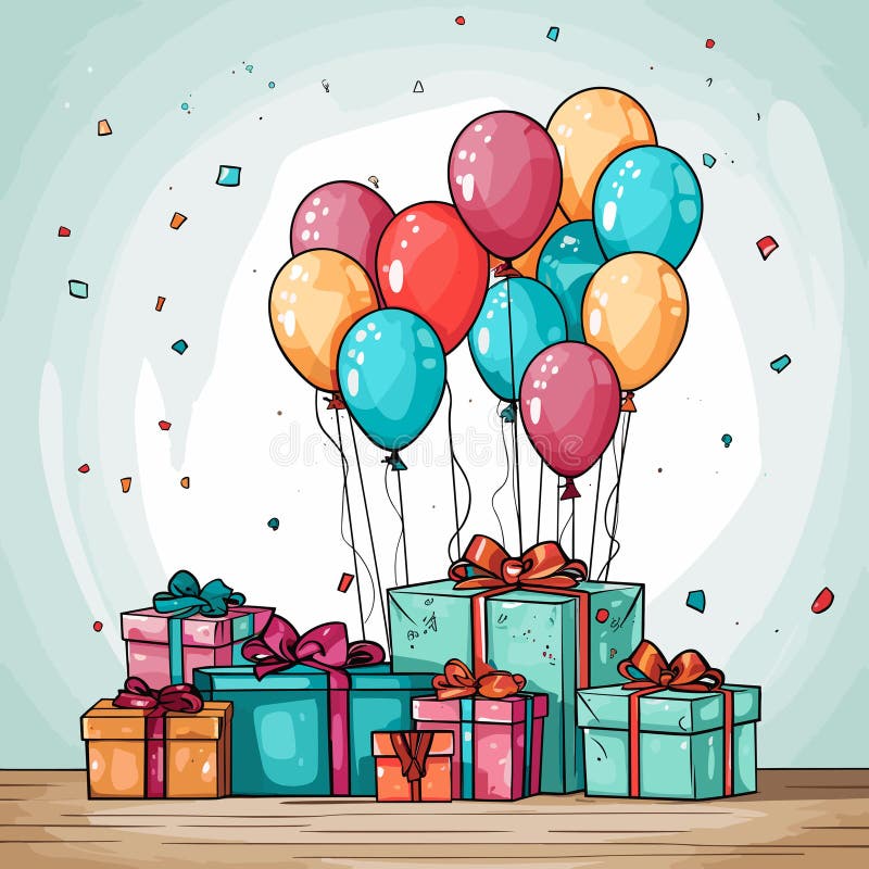 Birthday Party Hand-drawn Comic Illustration. Birthday Party. Vector ...