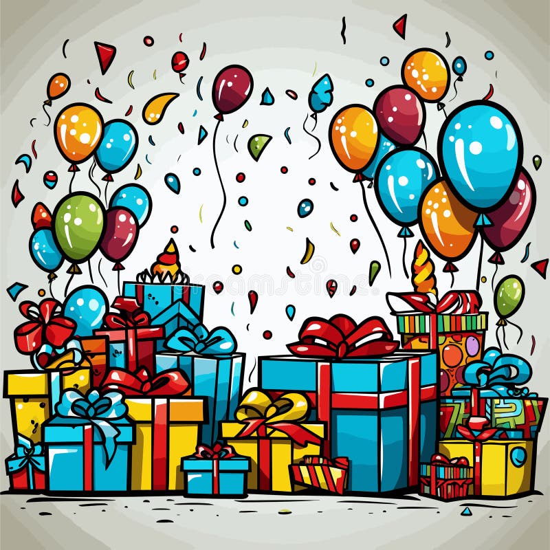 Birthday Party Hand-drawn Comic Illustration. Birthday Party. Vector ...