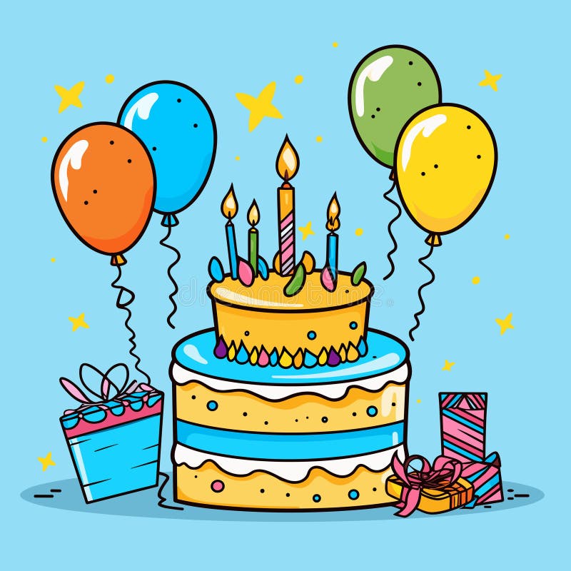 Birthday Party Hand-drawn Comic Illustration. Birthday Party. Vector ...