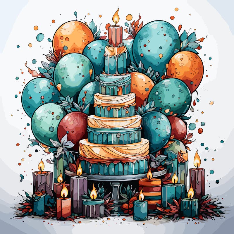 Birthday Party Hand-drawn Comic Illustration. Birthday Party. Vector ...