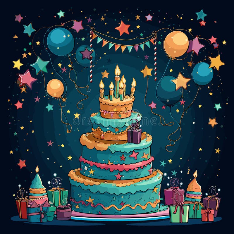 Birthday Party Hand-drawn Comic Illustration. Birthday Party. Vector ...