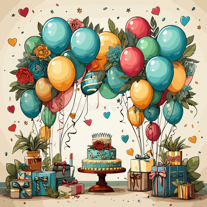 Birthday Party Hand-drawn Comic Illustration. Birthday Party. Vector ...