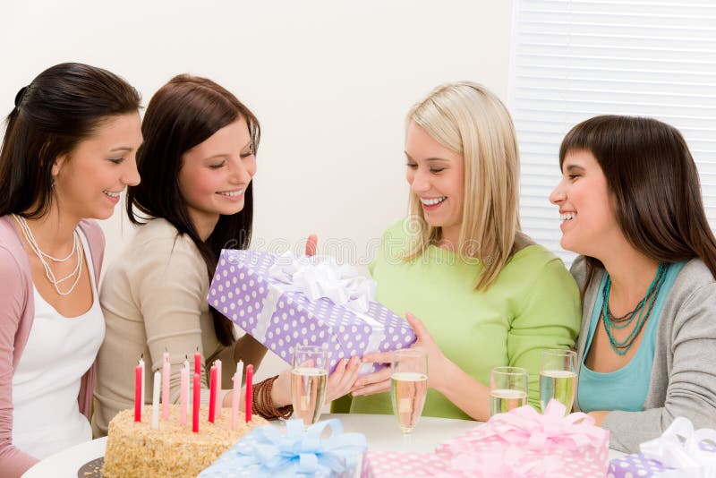 Birthday Party - Happy Woman Getting Present Stock Photo - Image of ...