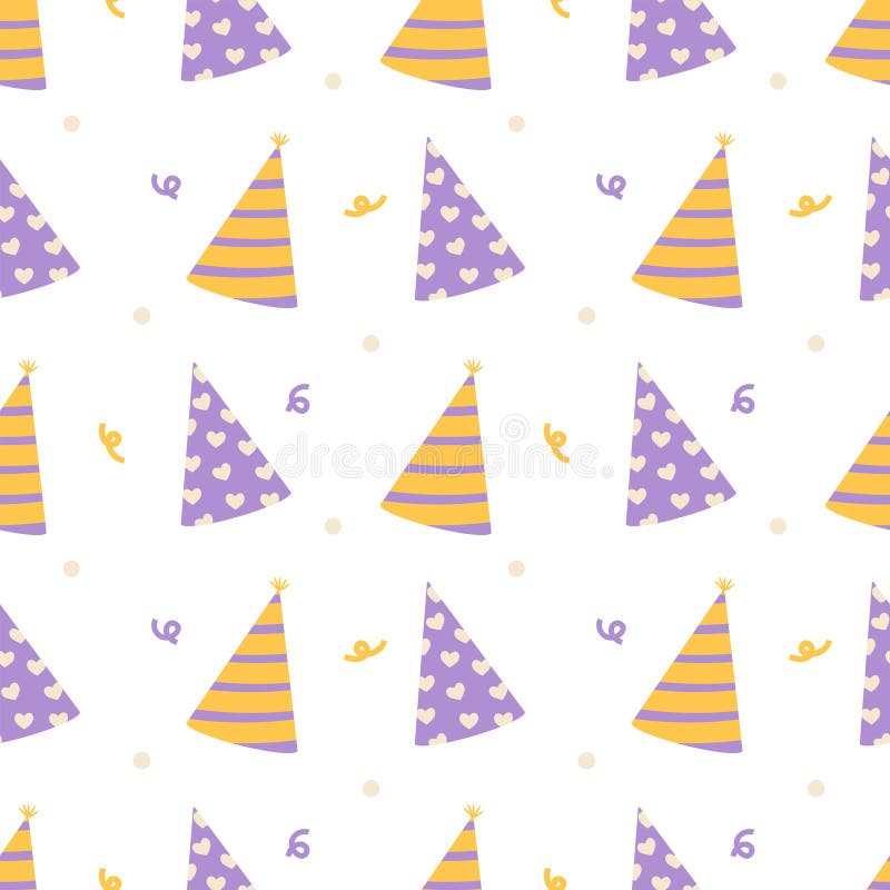 Birthday Party Hats Seamless Pattern. Vector Illustration Stock Vector ...