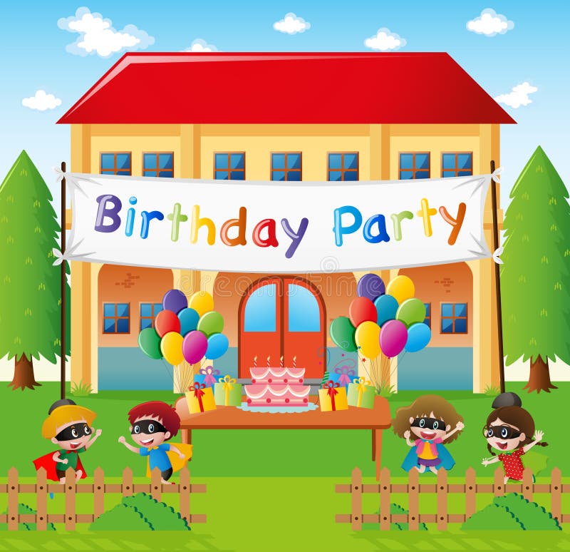 Birthday party at home stock vector. Illustration of birthday - 86441855