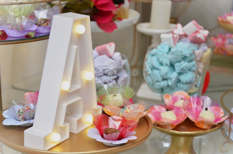 Birthday Party Letter Decorating Candy Table Stock Photos - Free ...