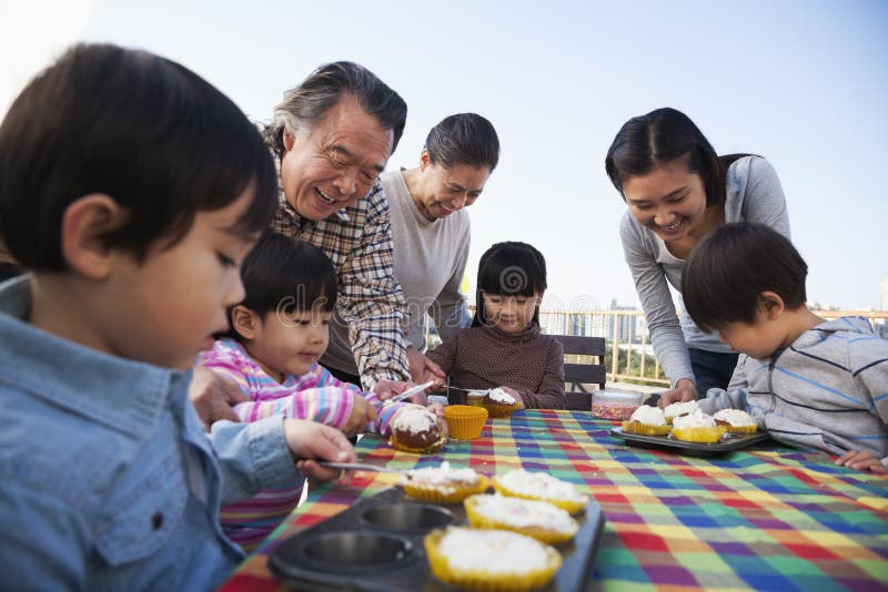 Birthday Party, Multi-generation Family, Sitting at the Table Stock ...