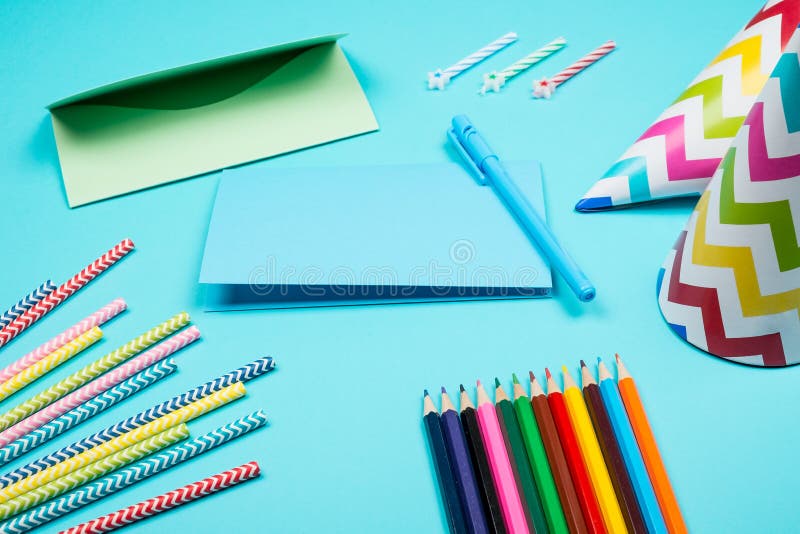 Birthday party objects stock image. Image of streamer - 103717057