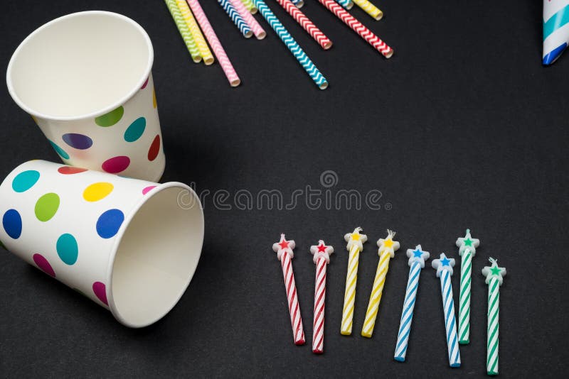 Birthday party objects stock photo. Image of streamer - 103542912