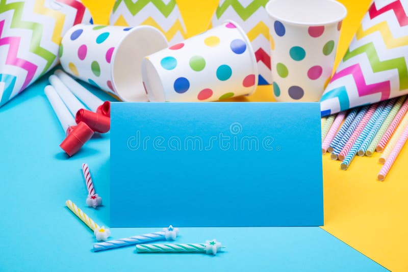 Birthday party objects stock image. Image of cups, item - 104924233