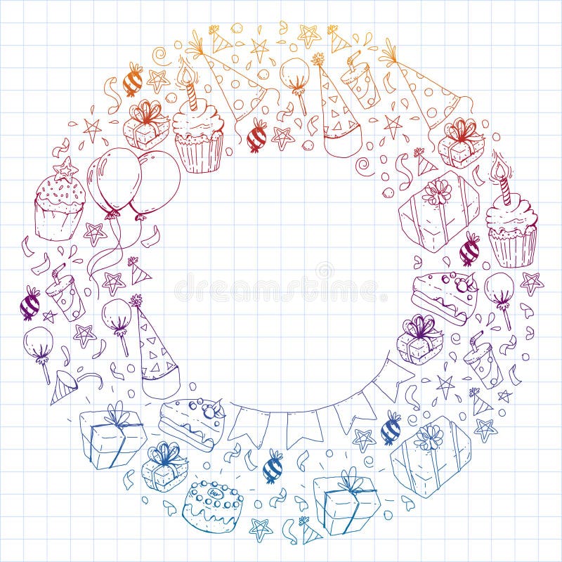 Birthday Party. Pattern for Invitations, Banners, Templates. Stock ...