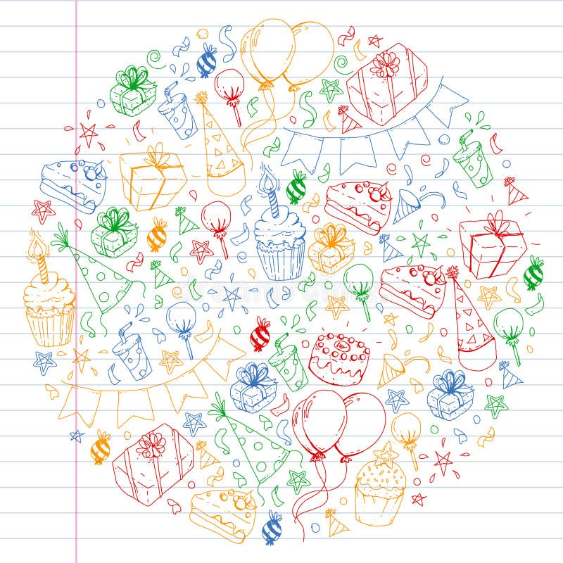 Birthday Party. Pattern for Invitations, Banners, Templates Stock ...