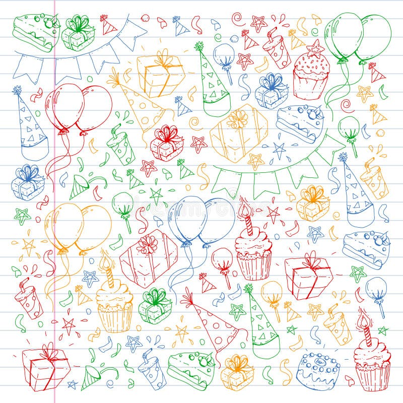 Birthday Party. Pattern for Invitations, Banners, Templates Stock ...