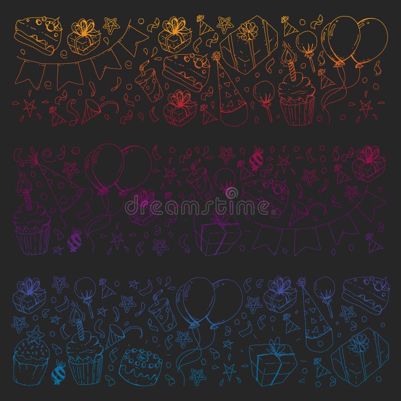 Birthday Party. Pattern for Invitations, Banners, Templates. Stock ...