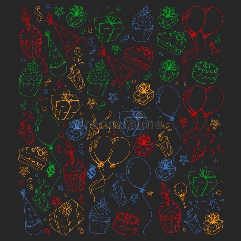 Birthday Party. Pattern for Invitations, Banners, Templates. Stock ...