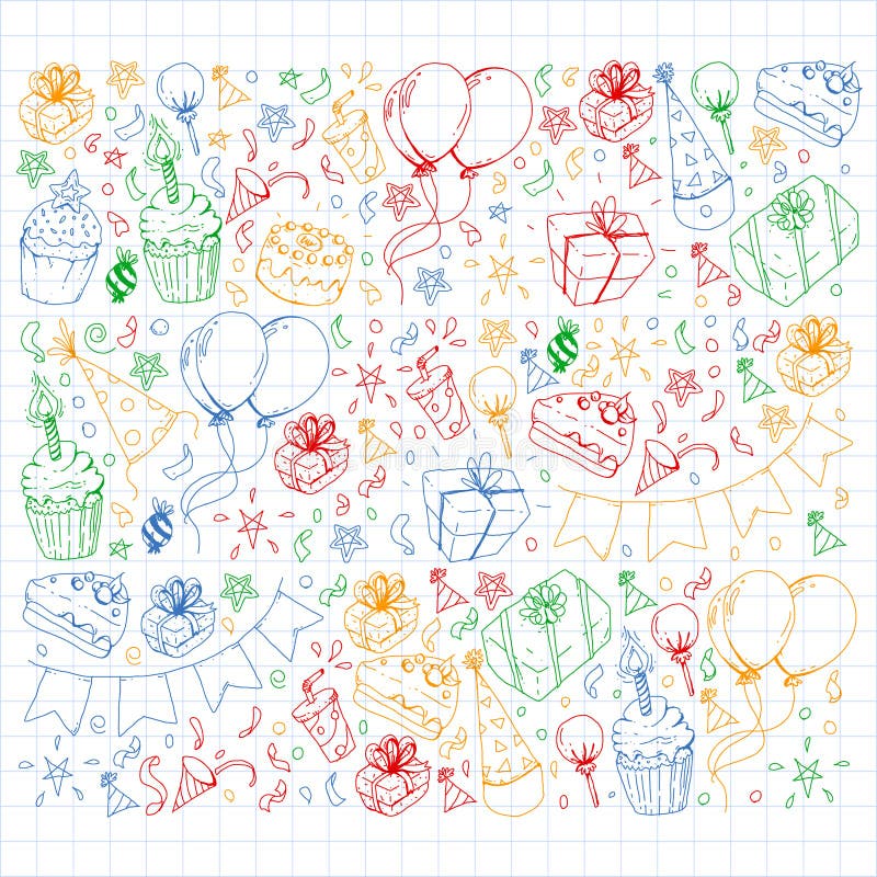 Birthday Party. Pattern for Invitations, Banners, Templates. Stock ...