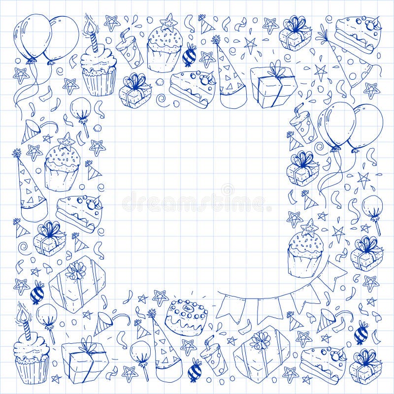 Birthday Party. Pattern for Invitations, Banners, Templates Stock ...