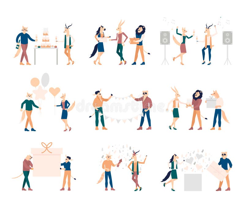 Birthday Party People Vector Concept. Character Illustration Flat Stock ...