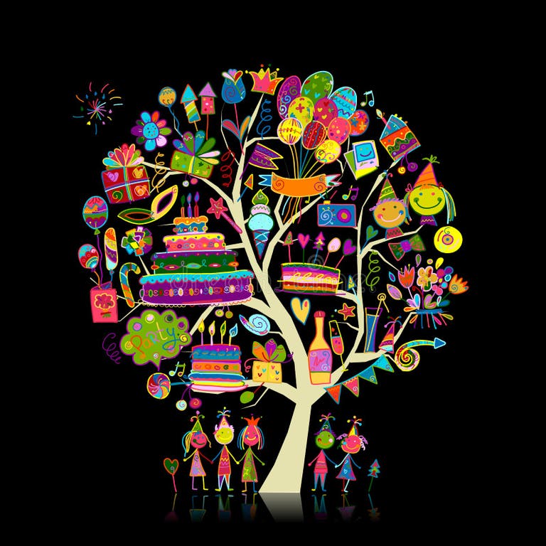 Birthday Party Tree for Your Design Stock Vector - Illustration of ...