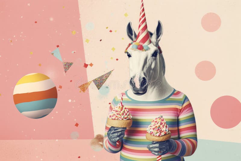 Birthday Party Unicorn AI Generated Stock Illustration - Illustration ...