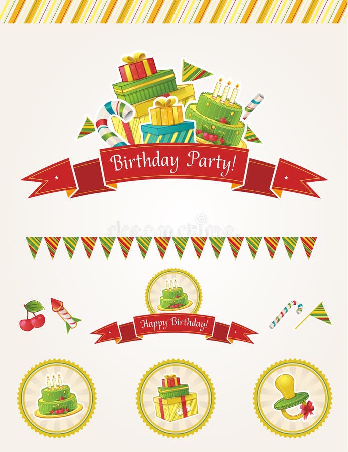 Birthday Party Vector Elements Stock Vector - Illustration of design ...