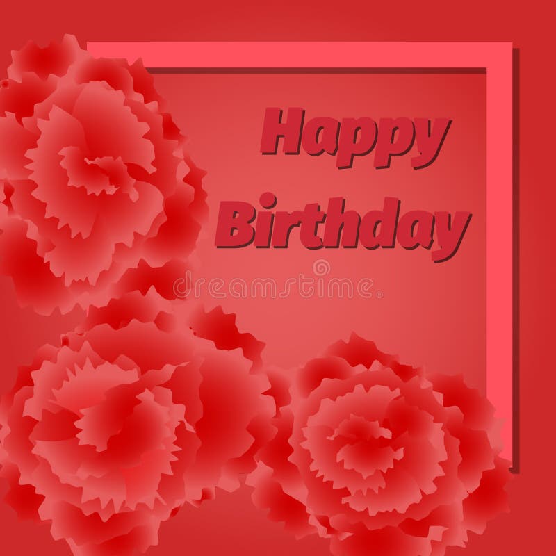 Birthday Red Floral Greeting Card Stock Vector - Illustration of ...