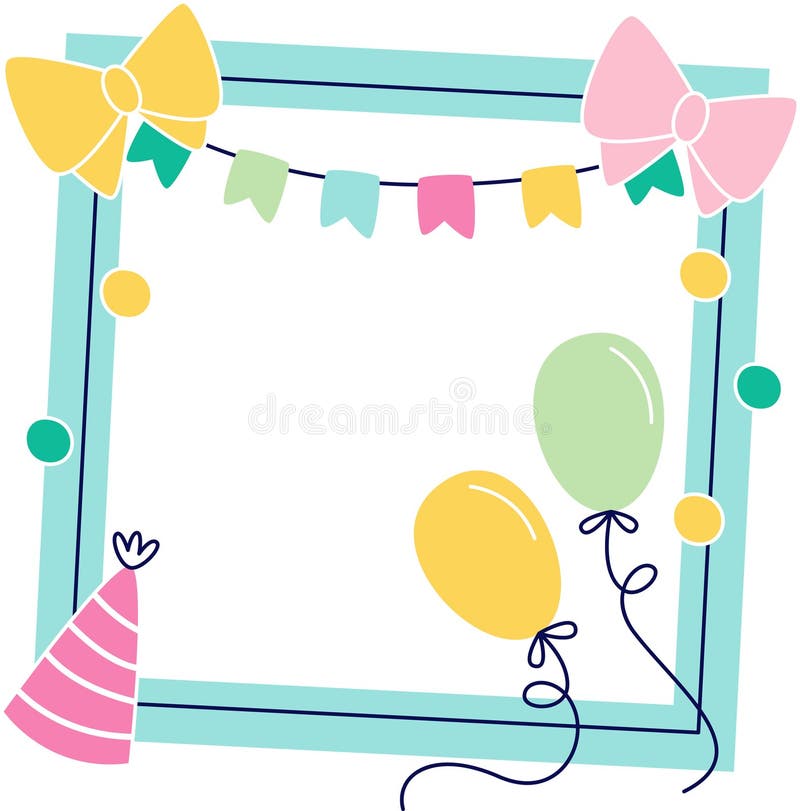 Birthday Square Frame with Balloons Stock Vector - Illustration of ...