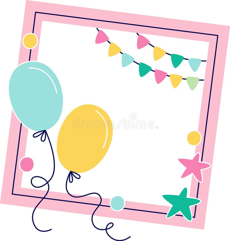 Birthday Square Frame with Balloons Stock Vector - Illustration of ...