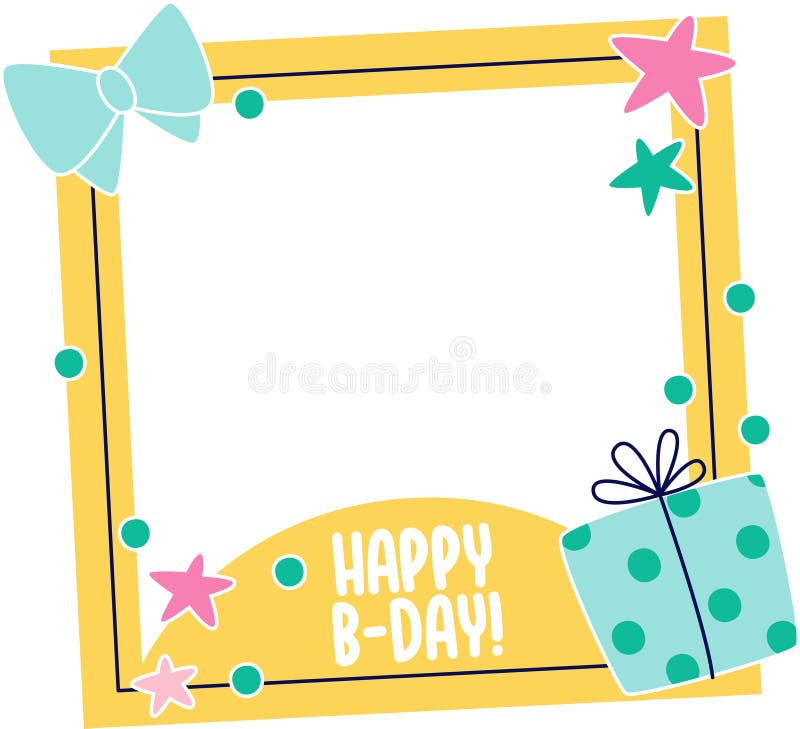 Birthday Square Frame with Present Stock Vector - Illustration of ...