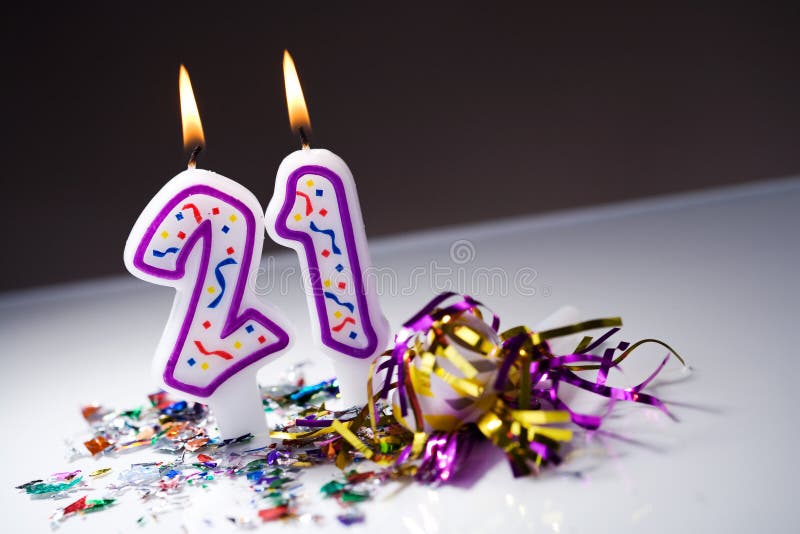 Candles for 21st Birthday in Beer Stock Image - Image of fire, black ...